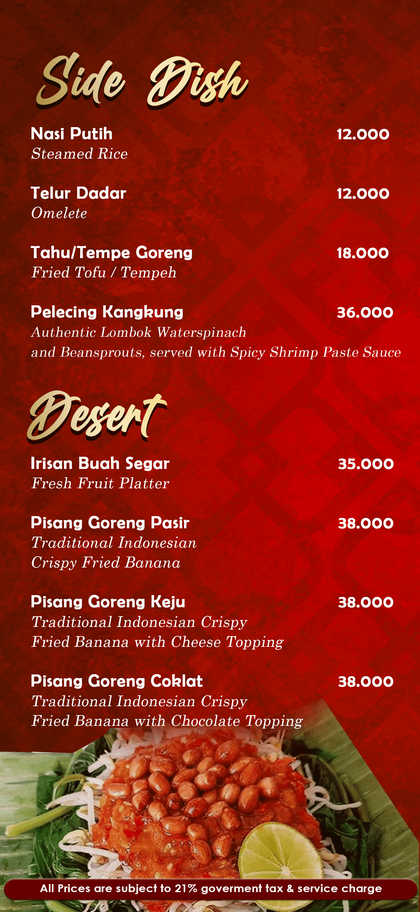 In Room Dining | Golden Palace Hotel Lombok